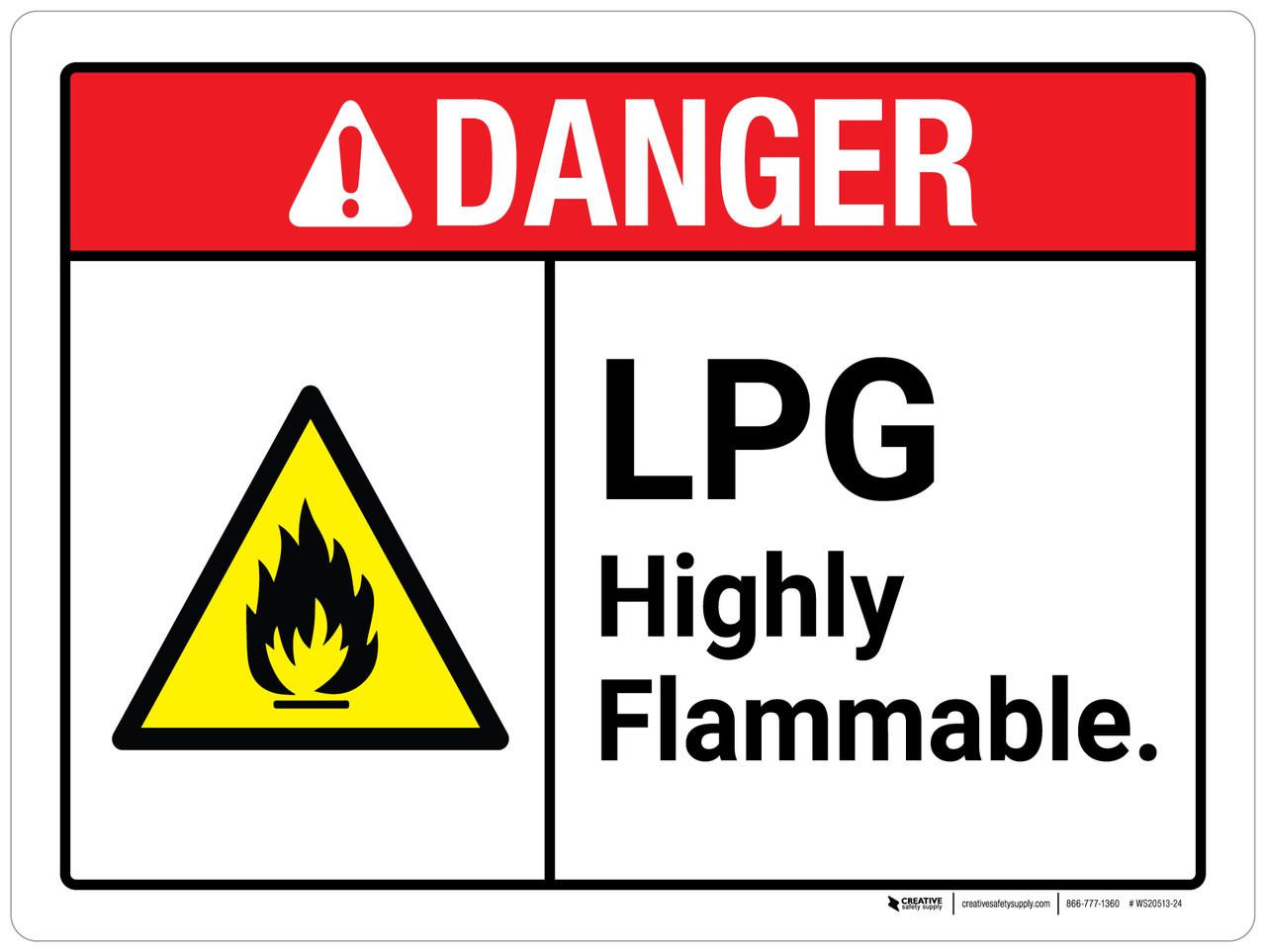 Danger: LPG Highly Flammable ANSI Landscape - Wall Sign | Creative ...
