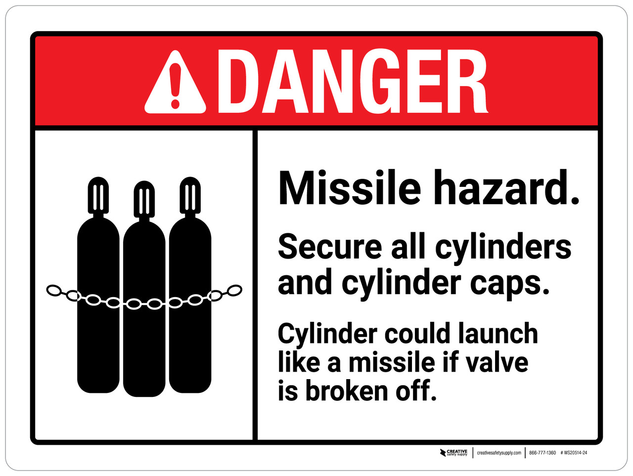 Danger: Missile Hazard Secure All Cylinders And Cylinder Caps Cylinder ...