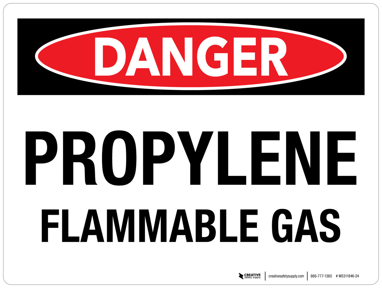 Danger: Propylene Flammable Gas Landscape - Wall Sign | Creative Safety ...