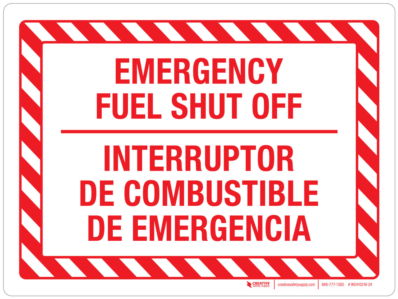 Emergency Fuel Shut Off Bilingual Landscape - Wall Sign | Creative ...