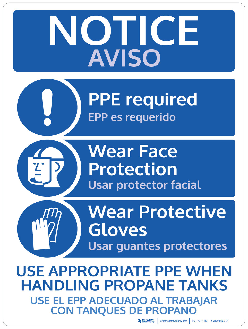 Notice: Use Appropriate PPE When Handling Propane Tanks Bilingual ...