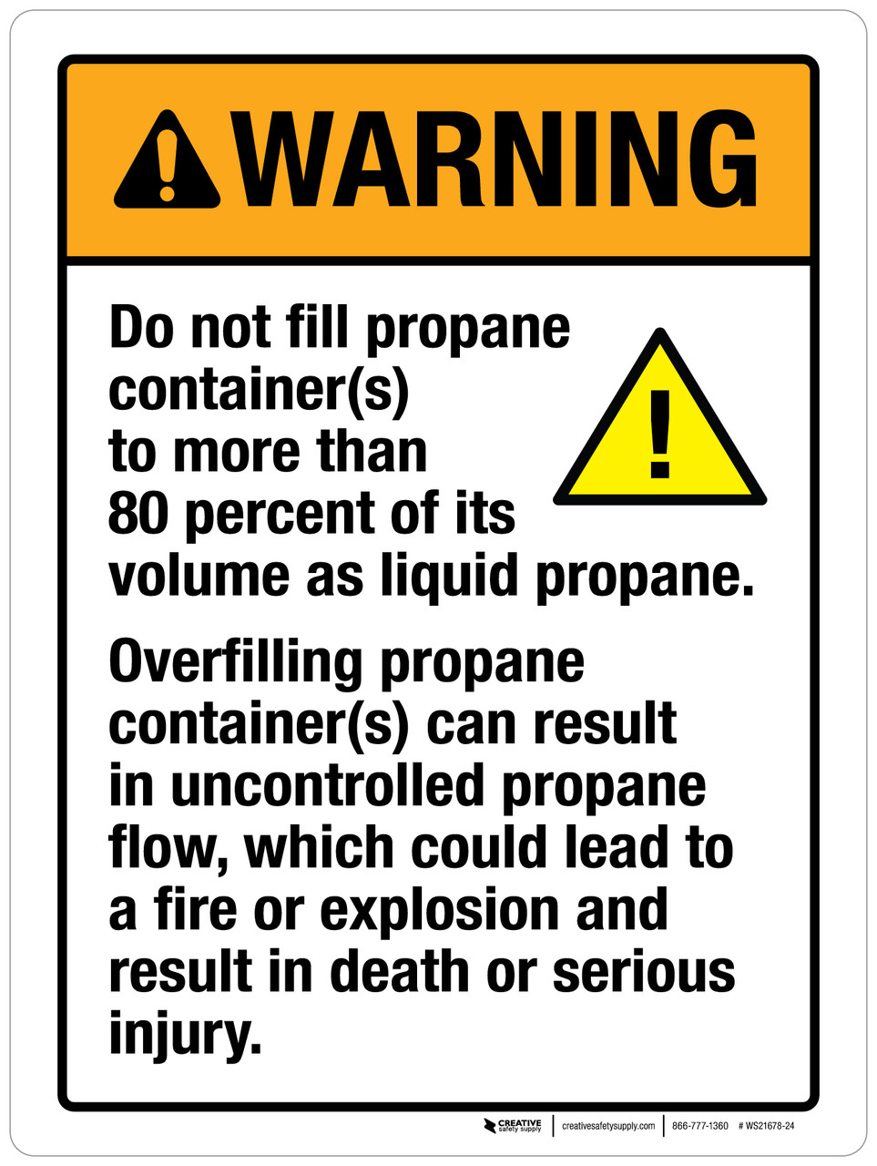 Warning: Do Not Fill Propane Container(s) To More Than 80 Percent ANSI ...