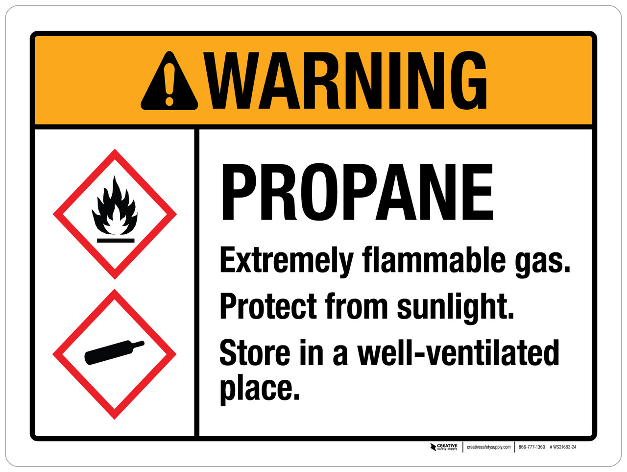 Warning: Propane Extremely Flammable Gas Protect From Sunlight Store In ...
