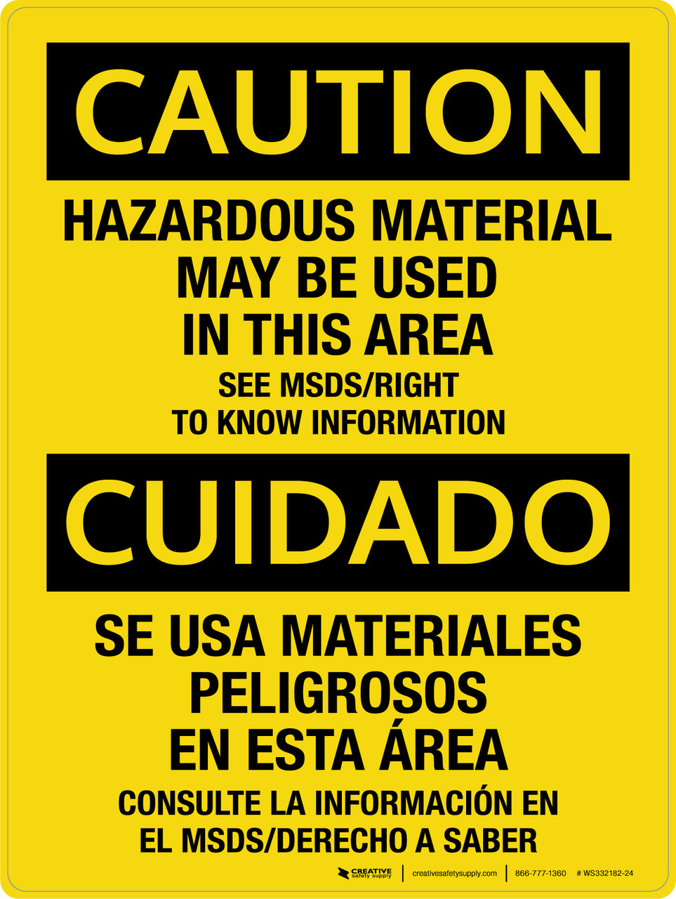 Caution: Hazardous Material May Be Used In This Area - See MSDS ...