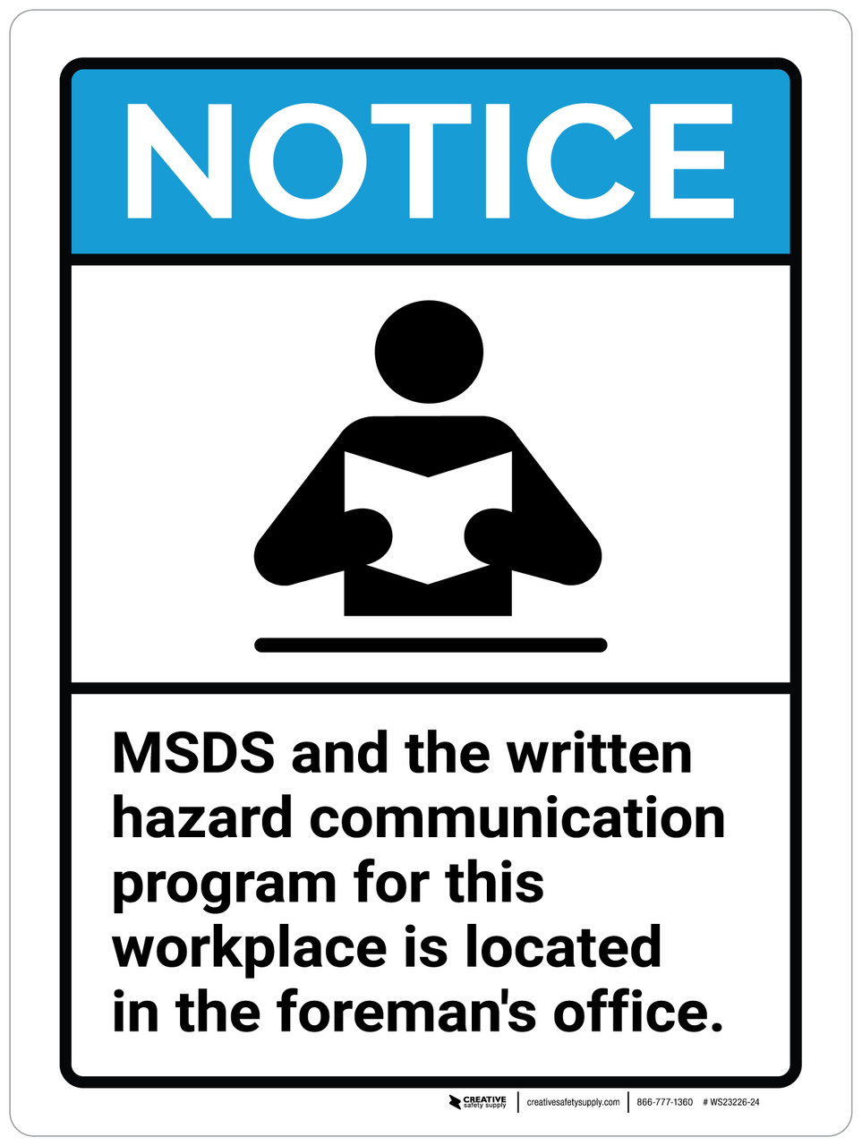 Notice: MSDS And The Written Hazard Communication Program Located In ...