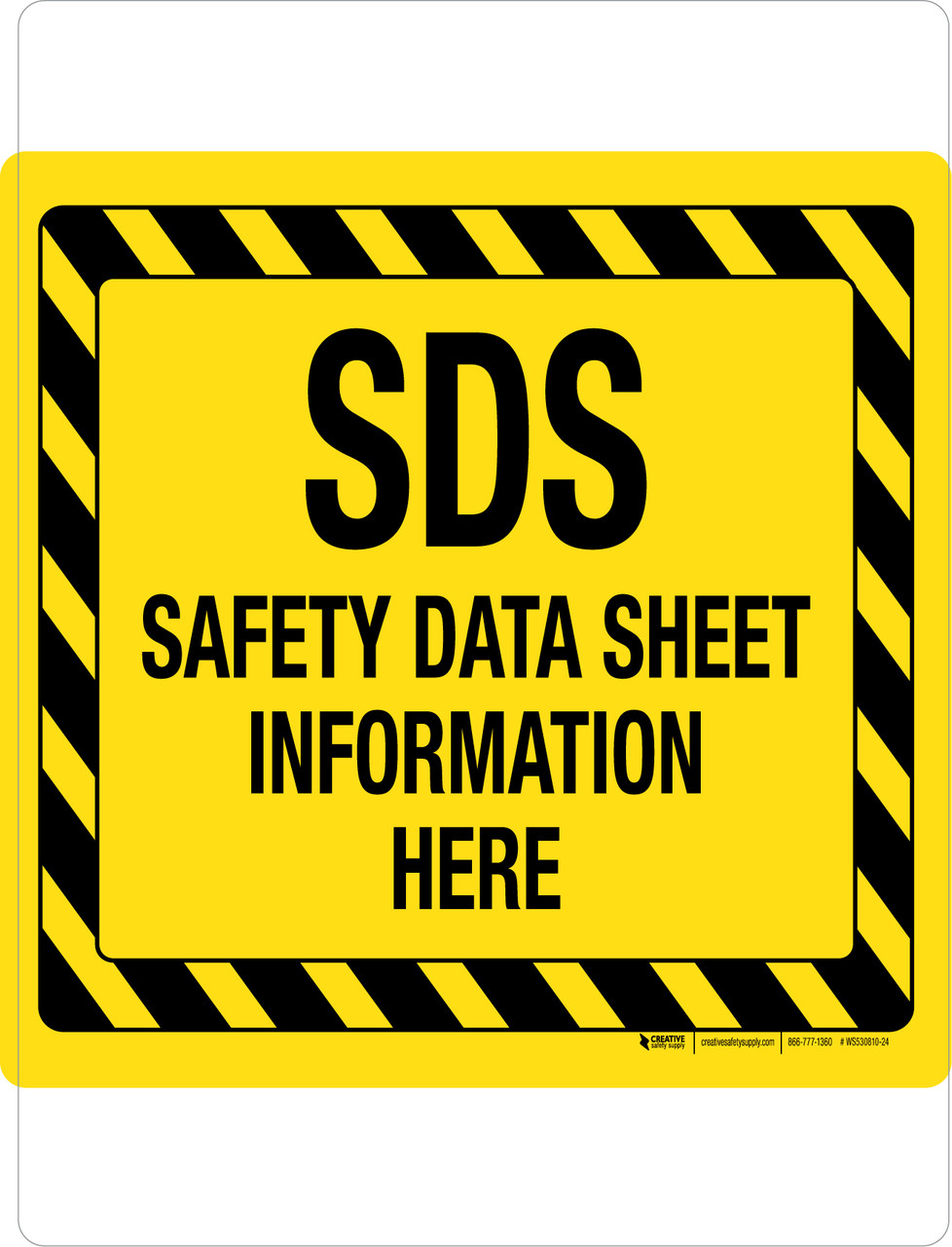 SDS Safety Data Sheet Information Here with Black and Yellow Hazard ...