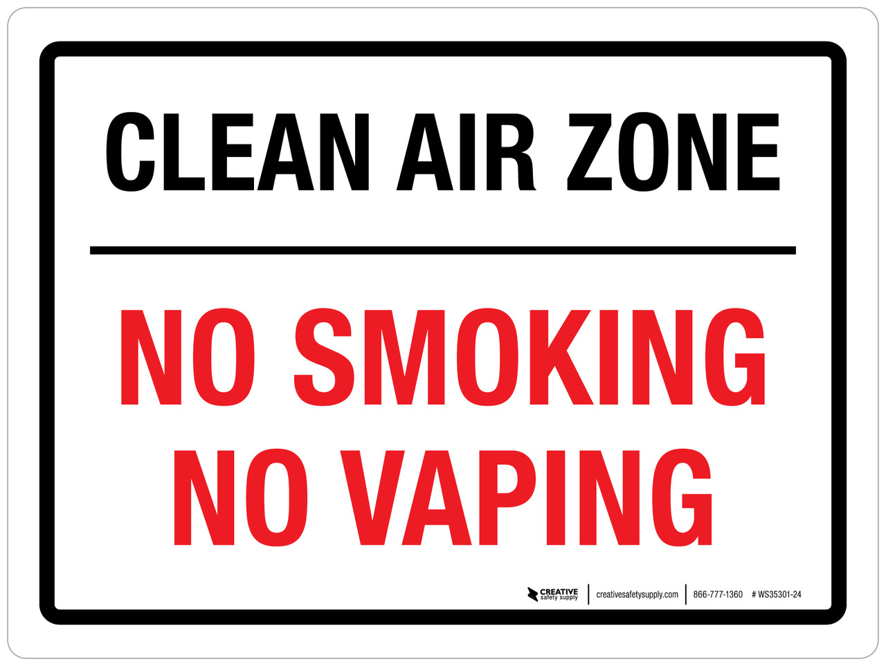 Clean Air Zone No Smoking No Vaping Landscape - Wall Sign | Creative ...