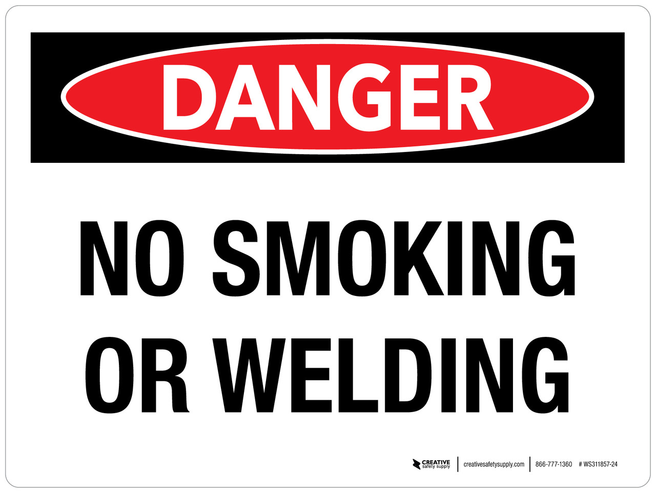 Danger: No Smoking Or Welding Landscape - Wall Sign | Creative Safety ...
