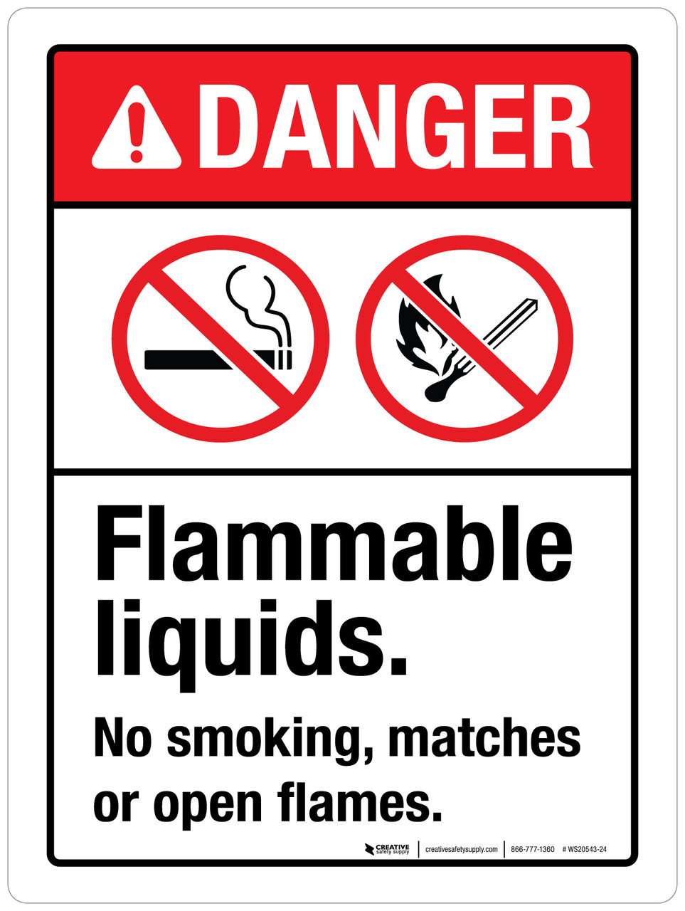 Danger: Flammable Liquids No Smoking Matches Or Open Flames ANSI ...
