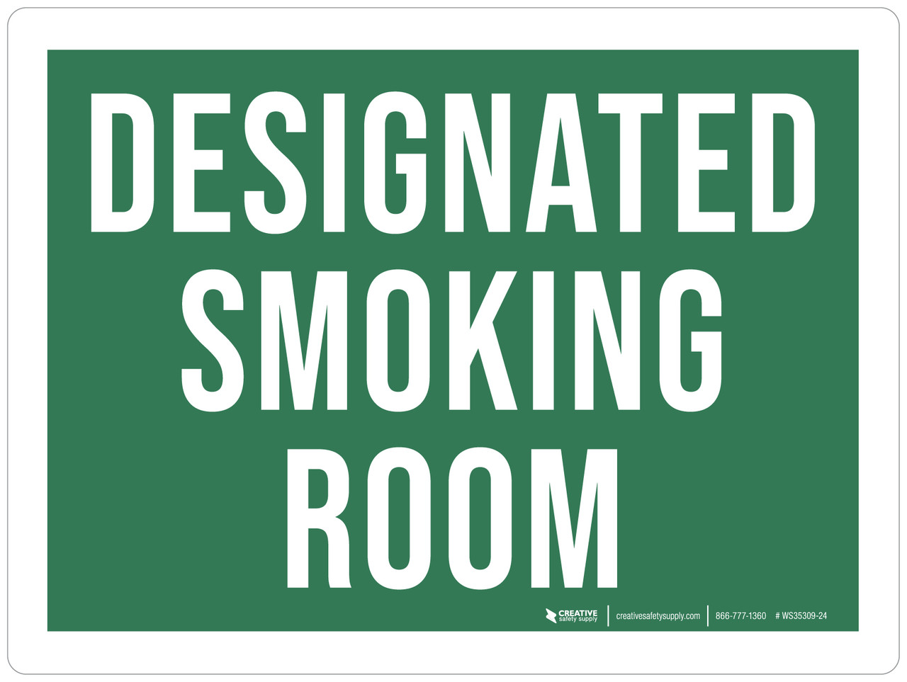 Designated Smoking Room Green Landscape - Wall Sign | Creative Safety ...