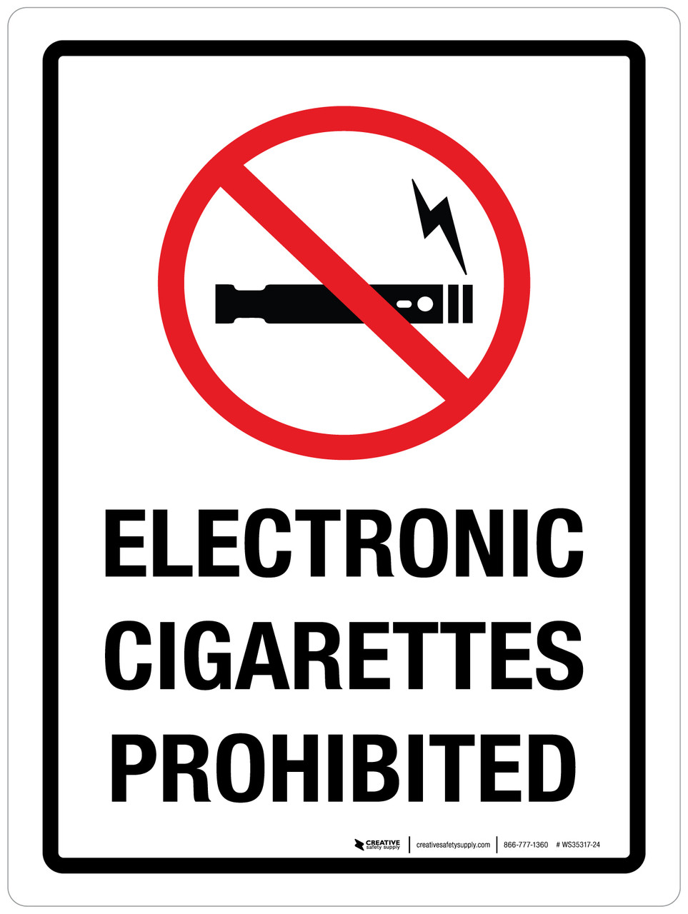 Electronic Cigarettes Prohibited Portrait - Wall Sign