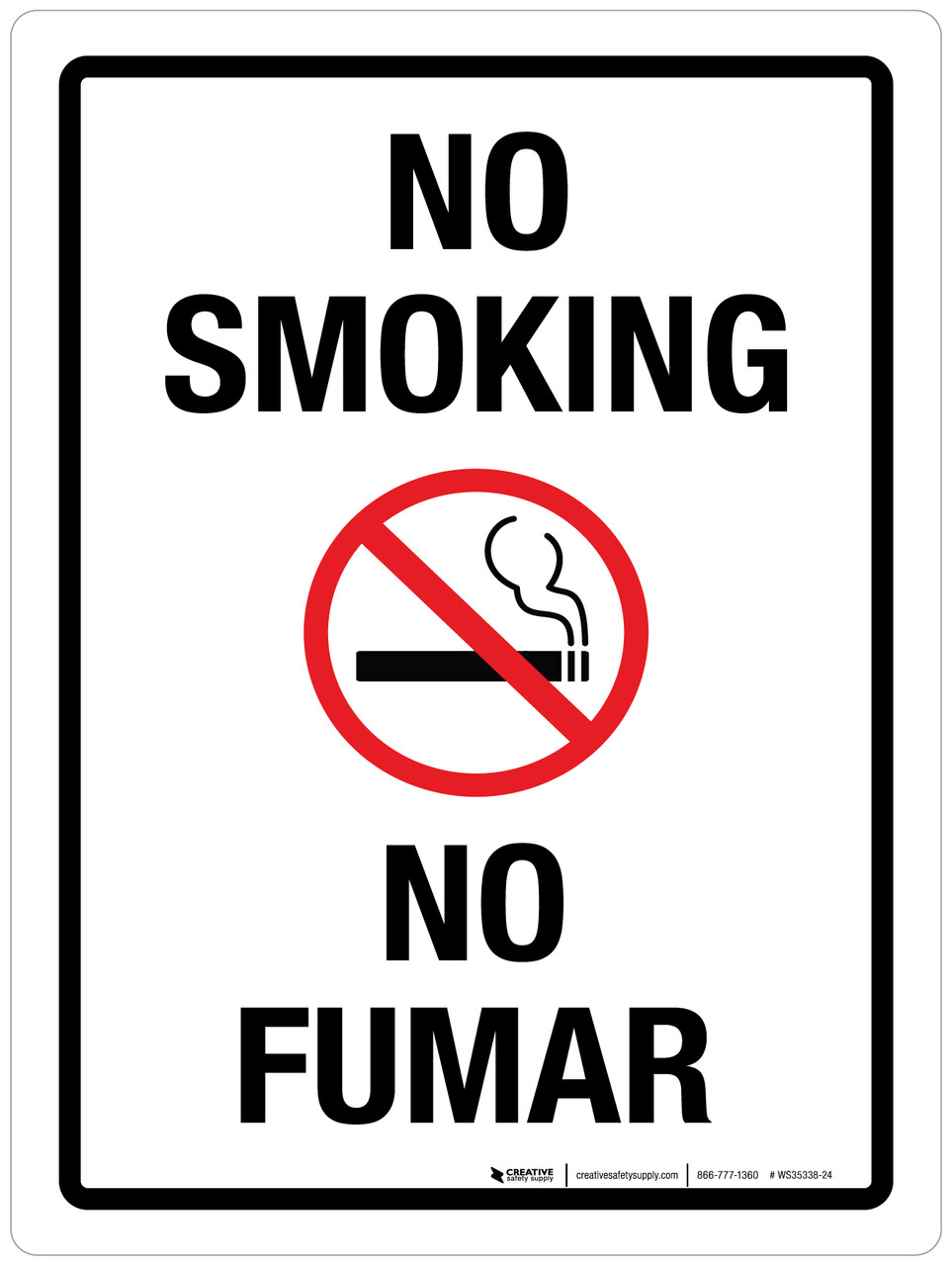 No Smoking - No Fumar Bilingual Portrait - Wall Sign