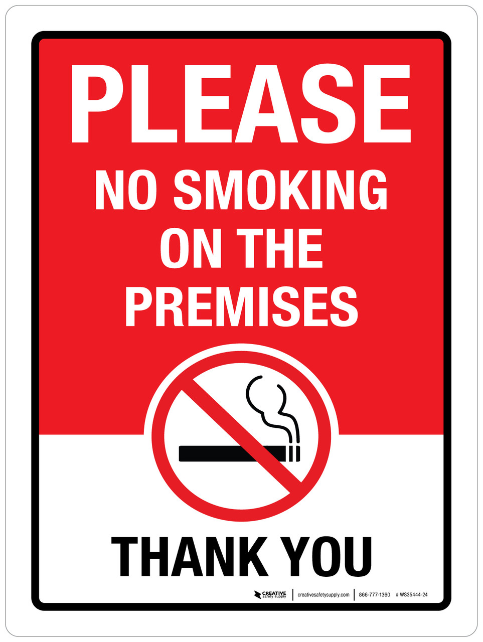 Please No Smoking On The Premises Thank You Portrait - Wall Sign ...