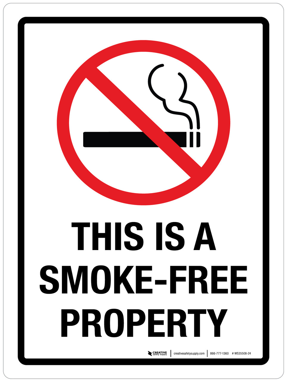 This Is A Smoke-Free Property Portrait - Wall Sign