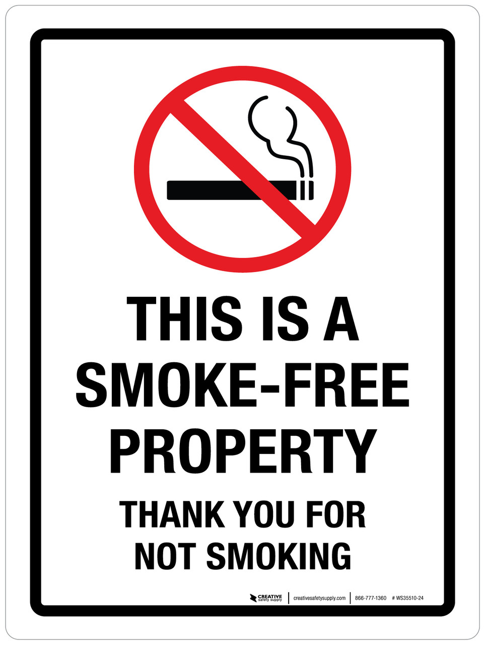This Is A Smoke-Free Property - Thank You For Not Smoking with Icon ...