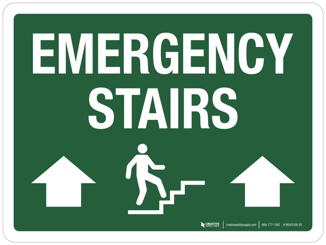 Emergency Stairs Up Arrows Up Landscape - Wall Sign | Creative Safety ...
