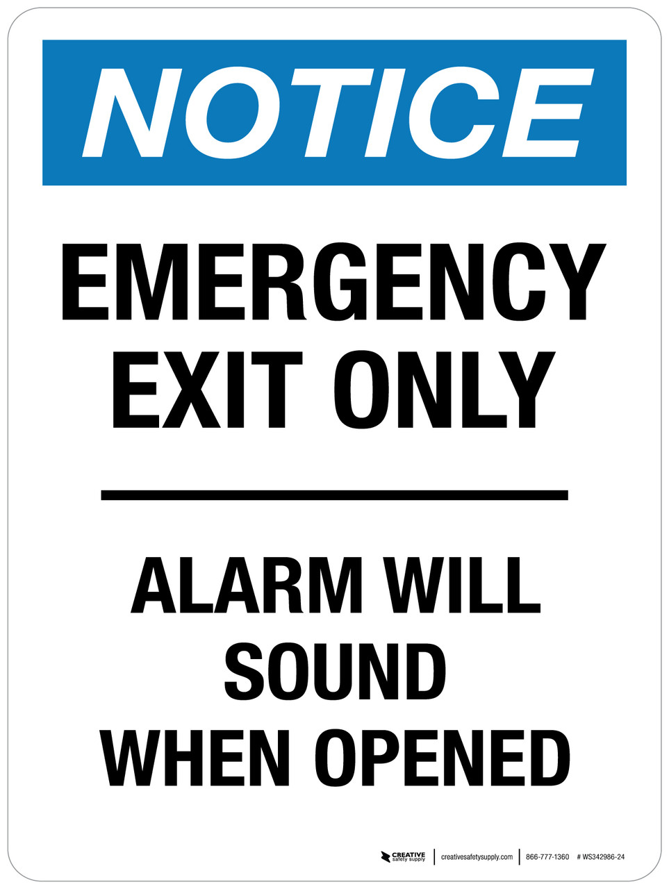 Emergency Exit Only Alarm Will Sound Sign StickerTalk Large Emergency