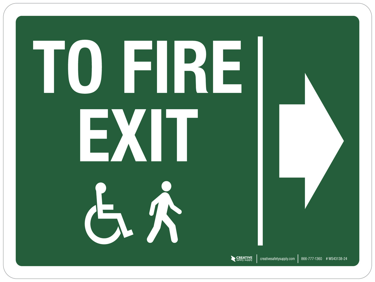 To Fire Exit Right Arrow (ADA) Landscape - Wall Sign