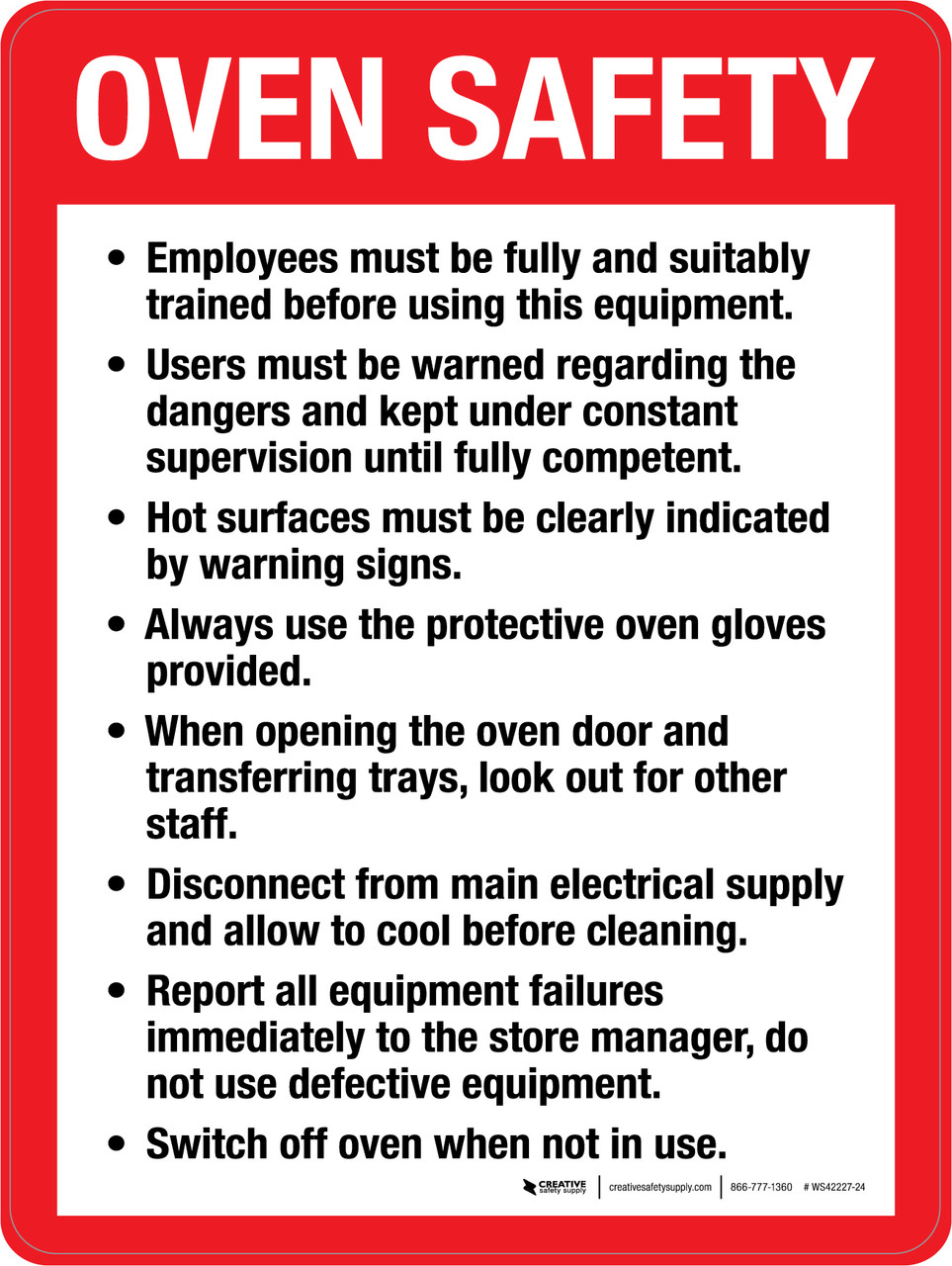 Oven Safety Portrait - Wall Sign | Creative Safety Supply
