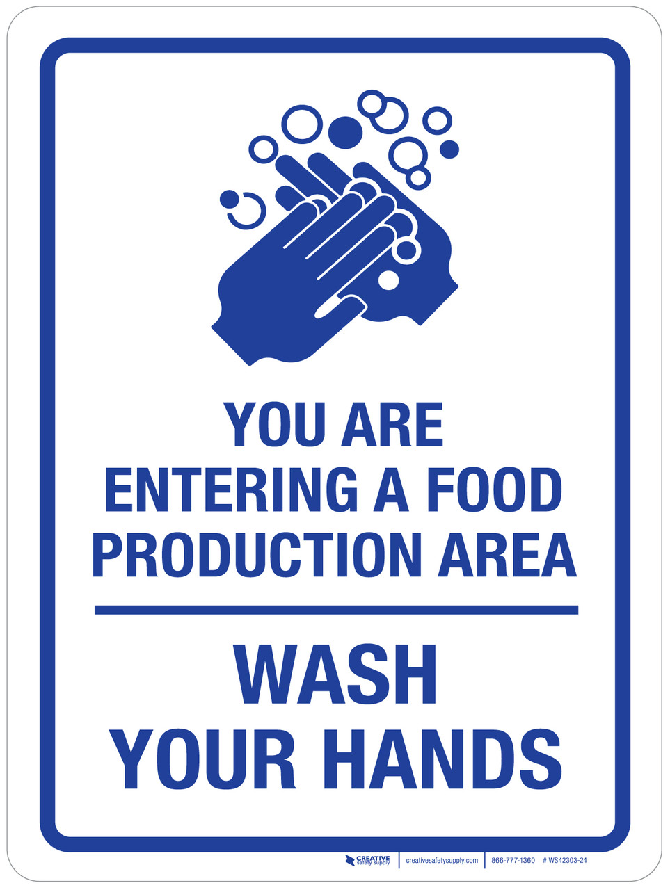 You Are Entering a Food Production Area Wash Your Hands Portrait - Wall ...