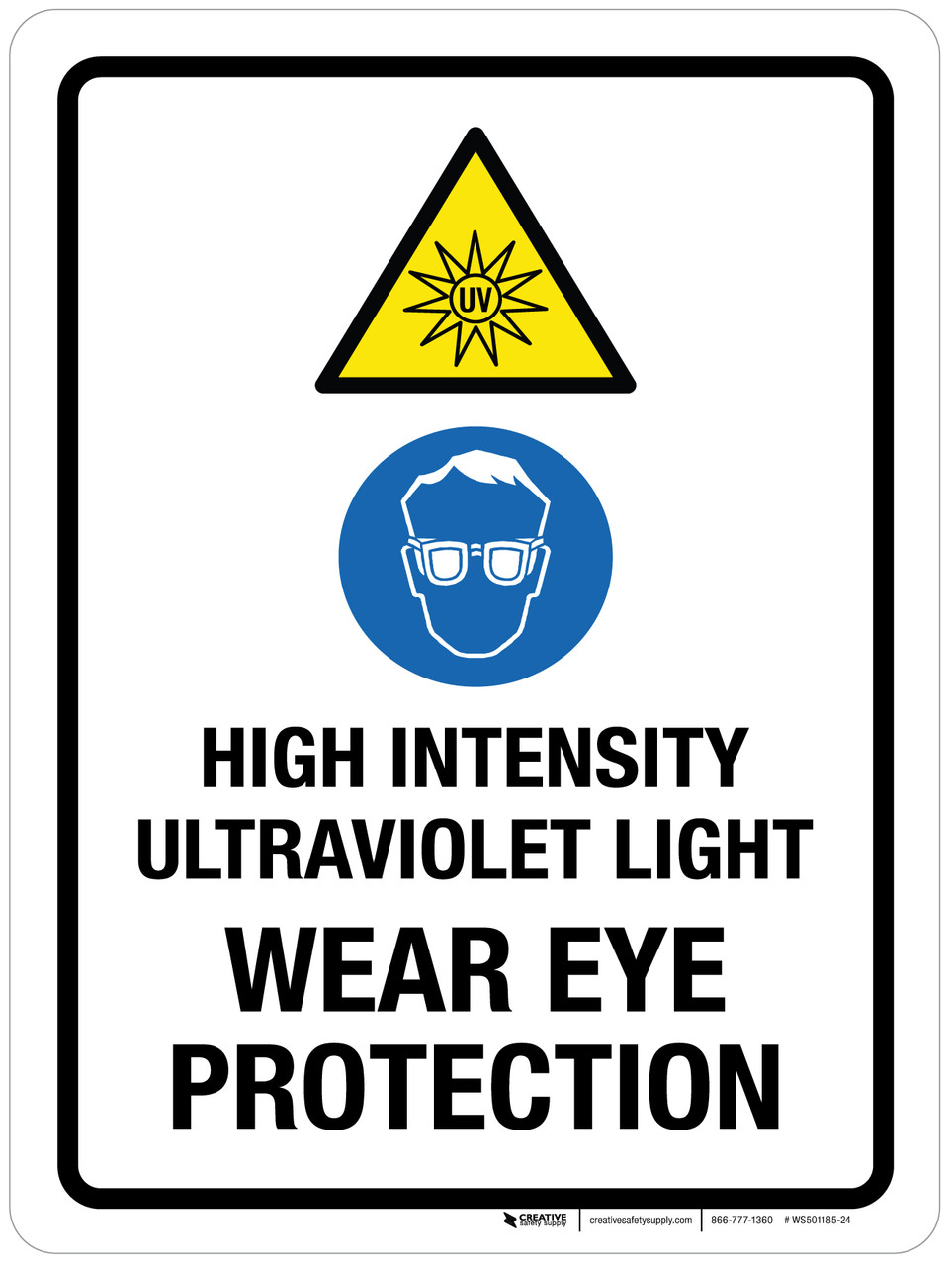 High Intensity Ultraviolet Light Wear Eye Protection Portrait - Wall Sign