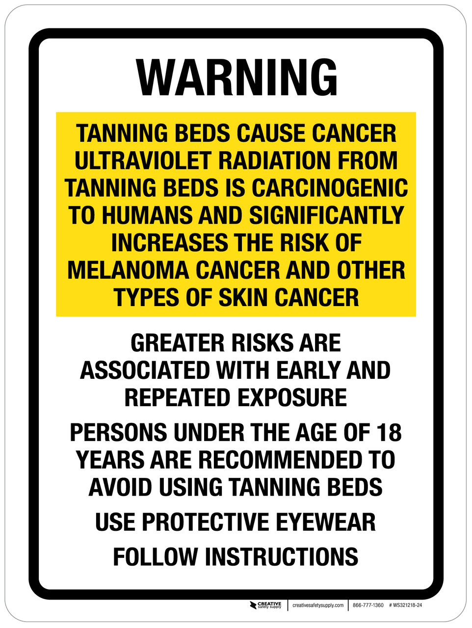 Warning: Tanning Beds Cause Cancer Ultraviolet Radiation From Tanning ...