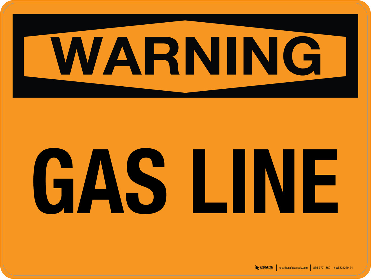 Warning: Gas Line Landscape - Wall Sign