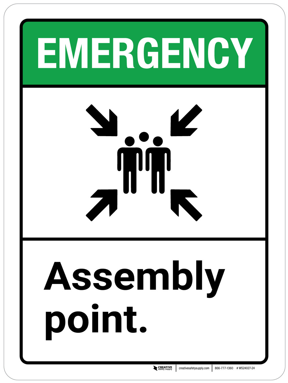 Emergency: Assembly Point ANSI Portrait - Wall Sign