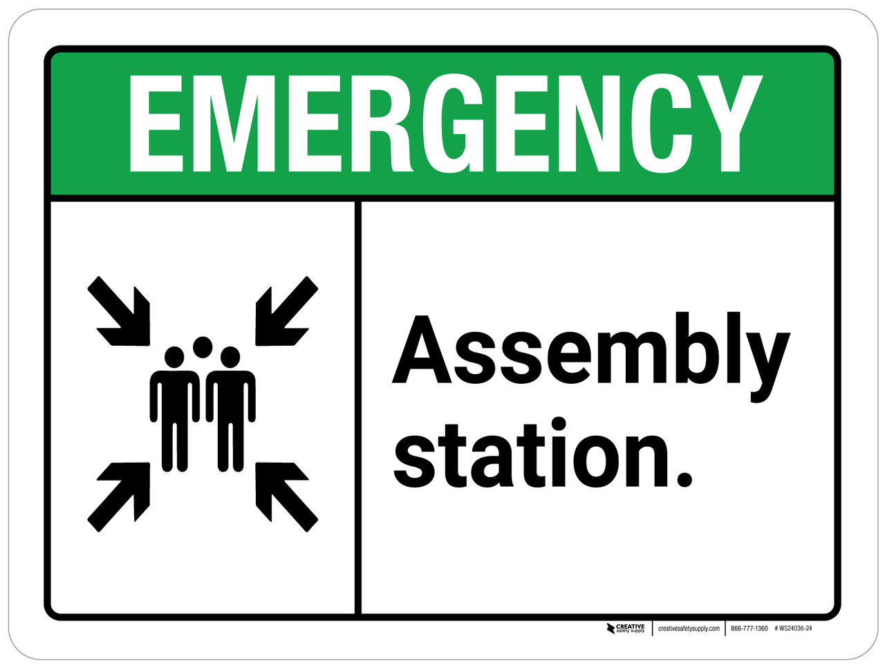 Emergency: Assembly Station ANSI Landscape - Wall Sign