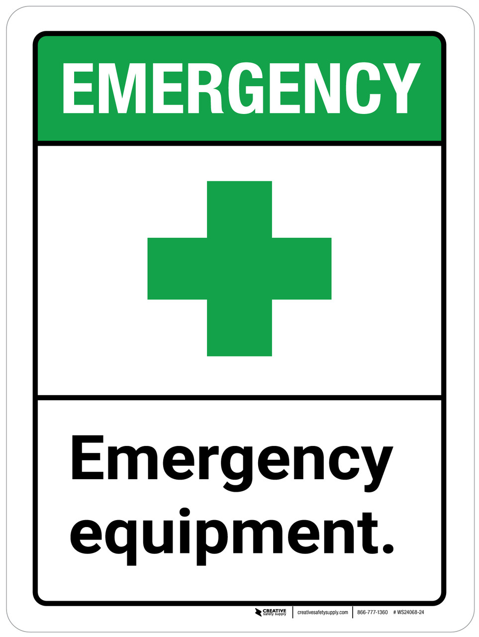 Emergency: Emergency Equipment ANSI Portrait - Wall Sign | Creative ...