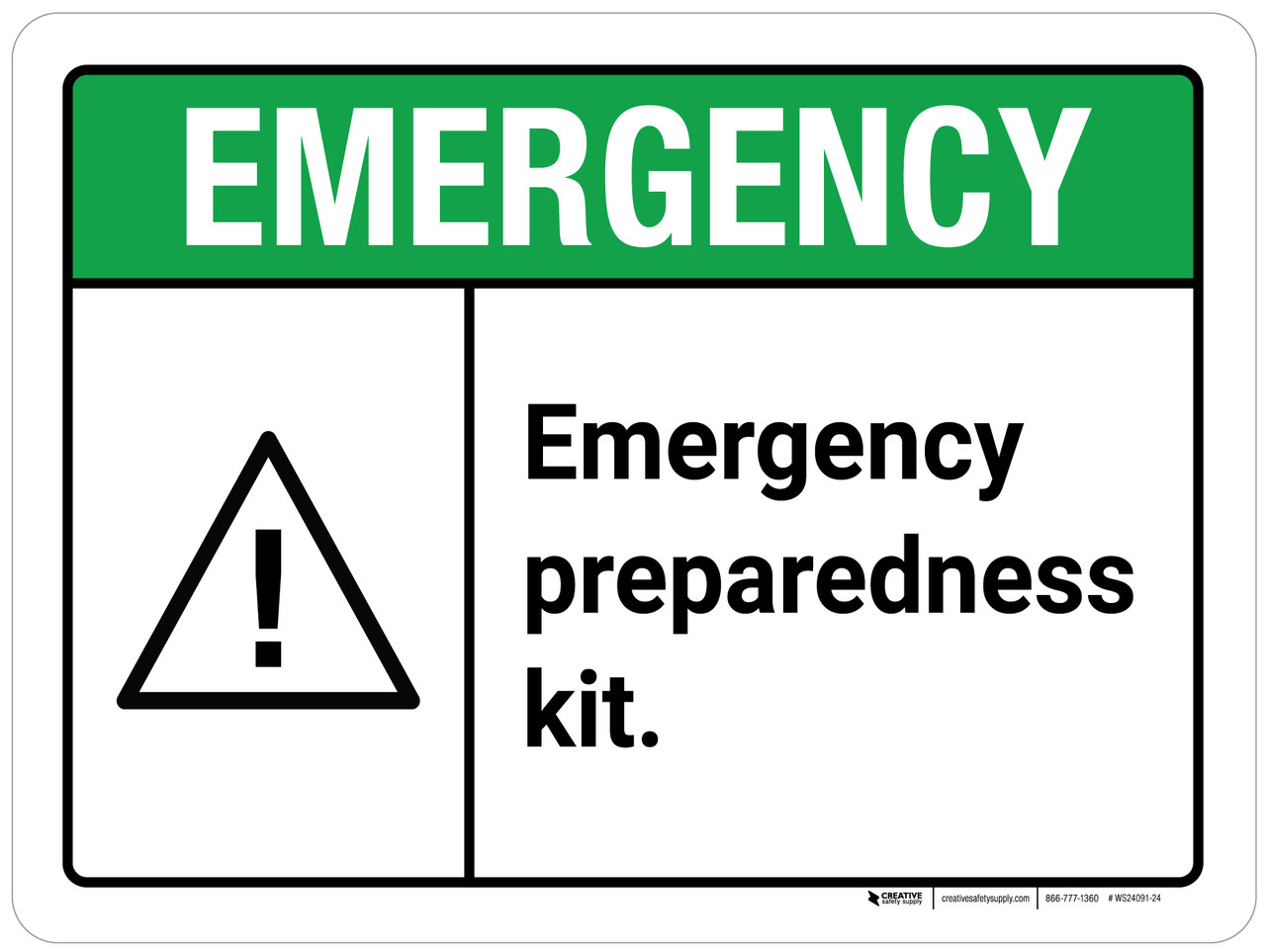 Emergency: Emergency Preparedness Kit ANSI Landscape - Wall Sign