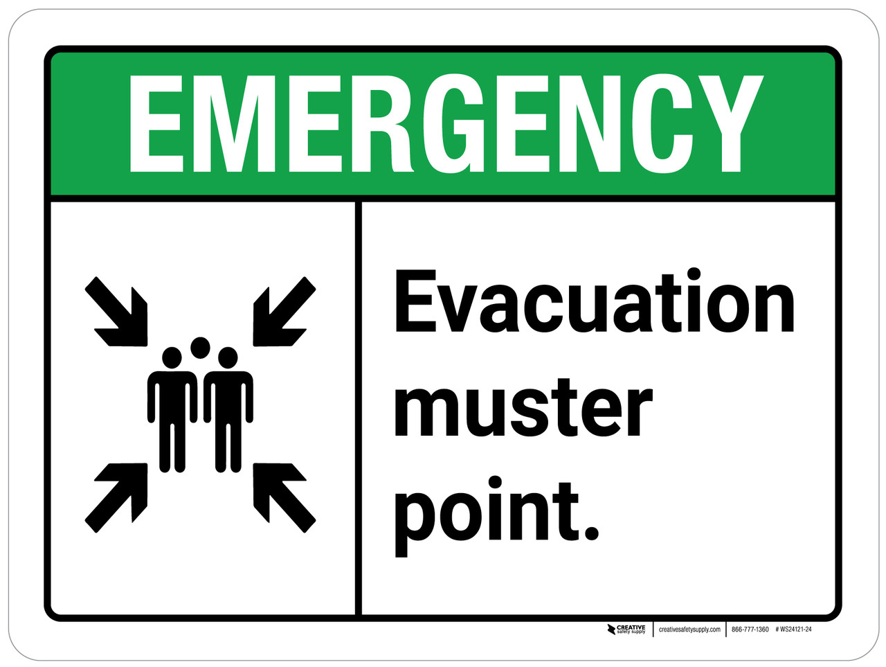 Emergency: Evacuation Muster Point ANSI Landscape - Wall Sign