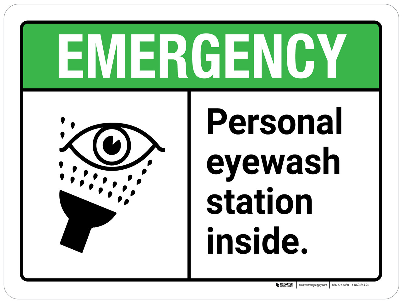Emergency Eye Wash Station Label Wall Sign