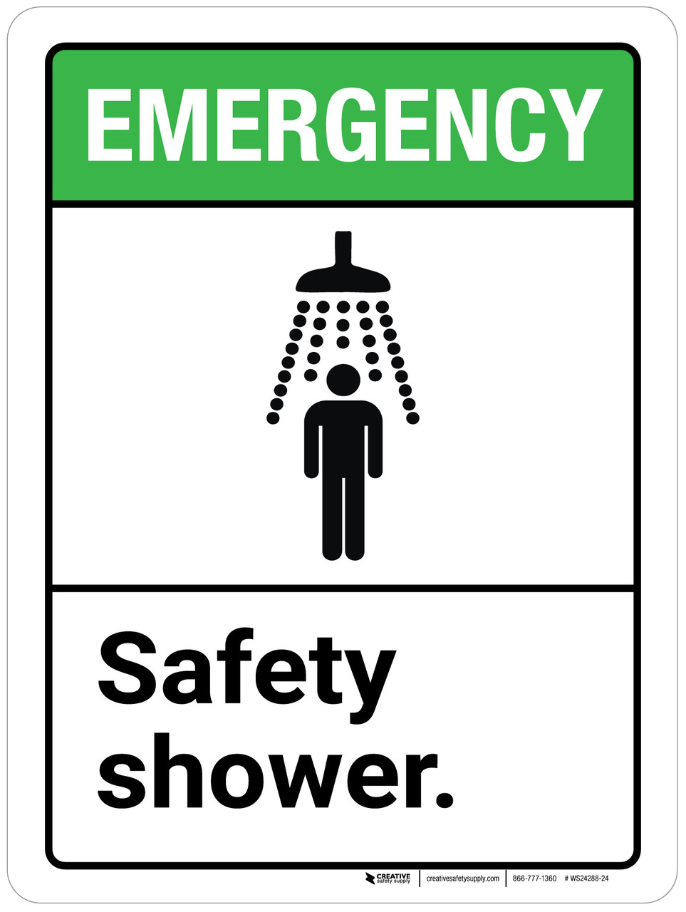 Emergency: Safety Shower ANSI Portrait - Wall Sign