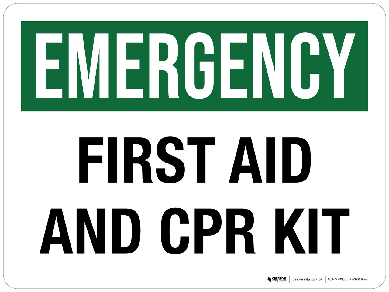 Emergency: First Aid and CPR Kit Landscape - Wall Sign