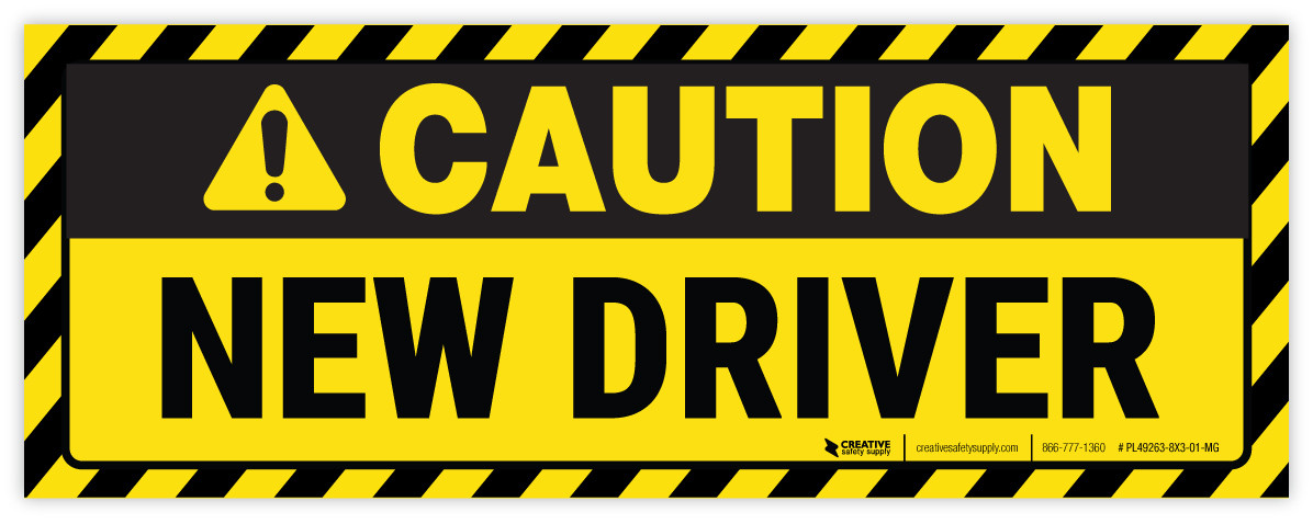 Caution: New Driver (With Hazard Lines) - Waterproof Car Magnet Bumper ...