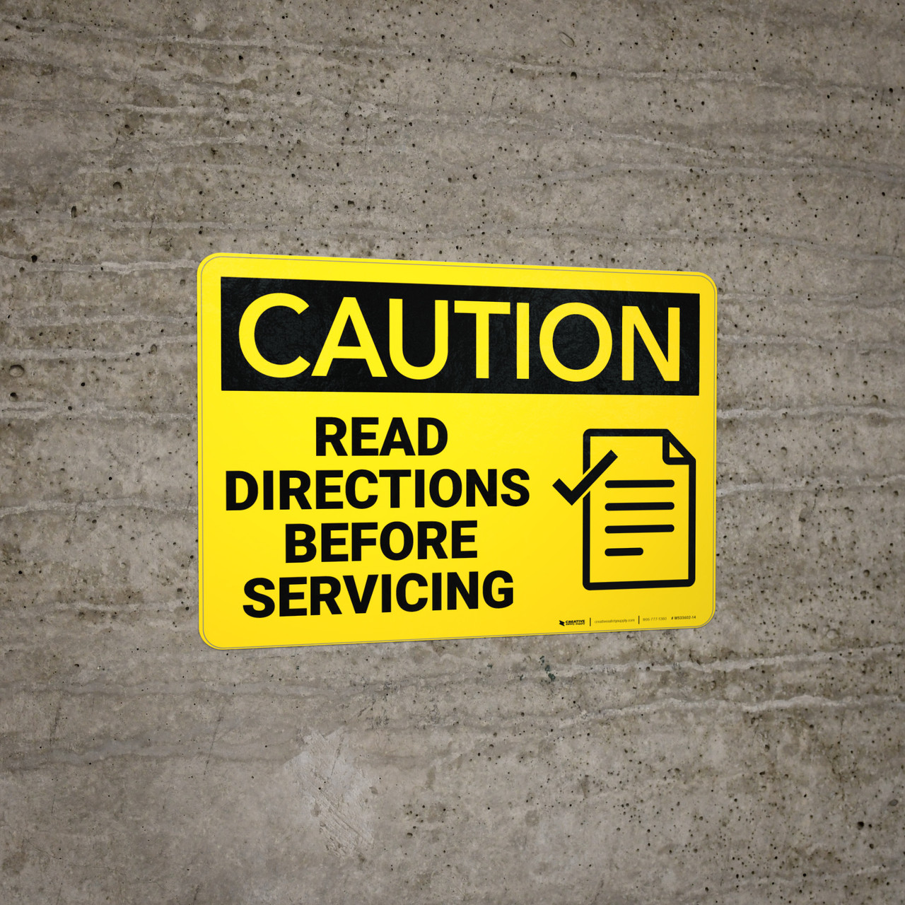 Caution: Read Directions Servicing With Graphic - Wall Sign