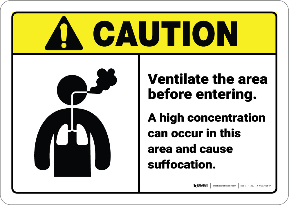 Caution: Ventilate Before Entering Cause Suffocation - Wall Sign ...