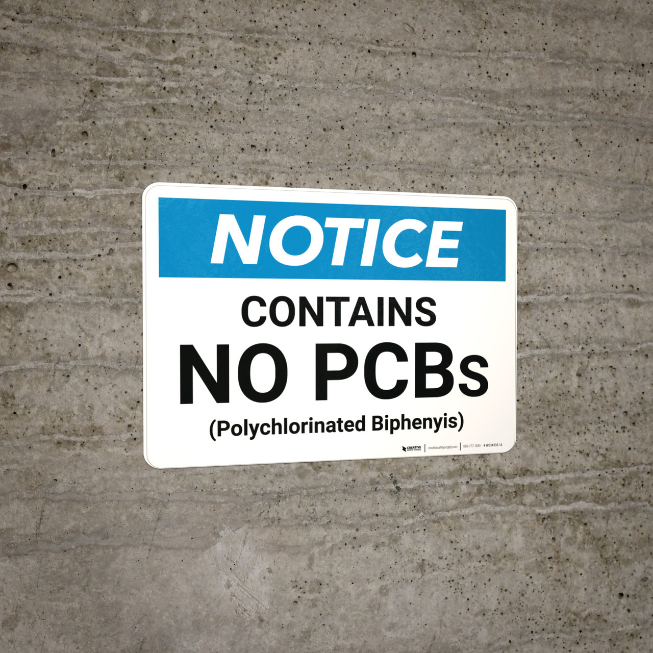 Notice: Public Health Contains No PCBs - Wall Sign