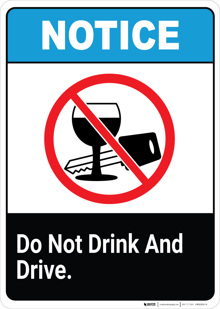 Notice: Do not Drink n Drive - Wall Sign