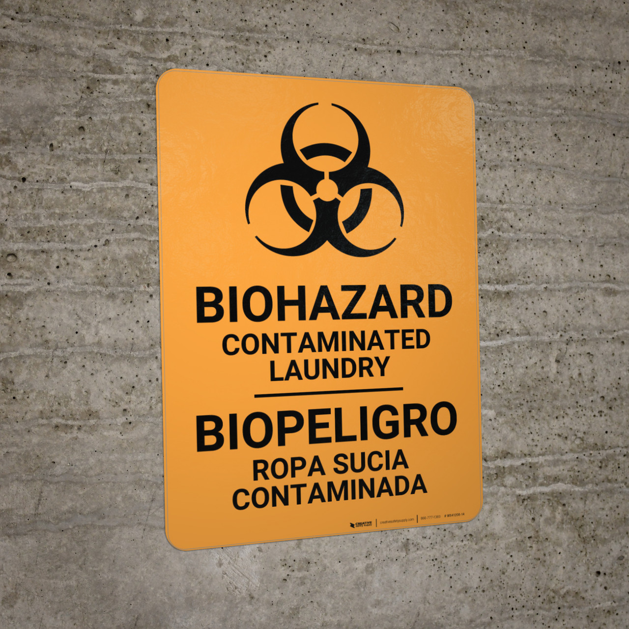 Biohazard: Contaminated Laundry Bilingual Spanish - Wall Sign