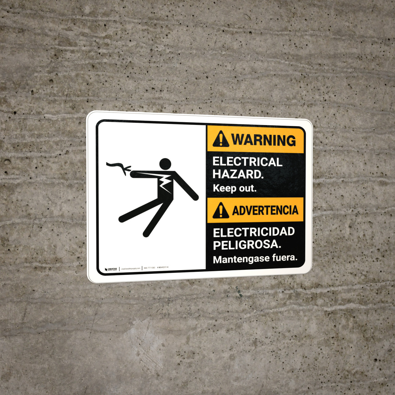 Warning: Electrical Hazard Keep Out Bilingual Spanish ANSI - Wall Sign ...
