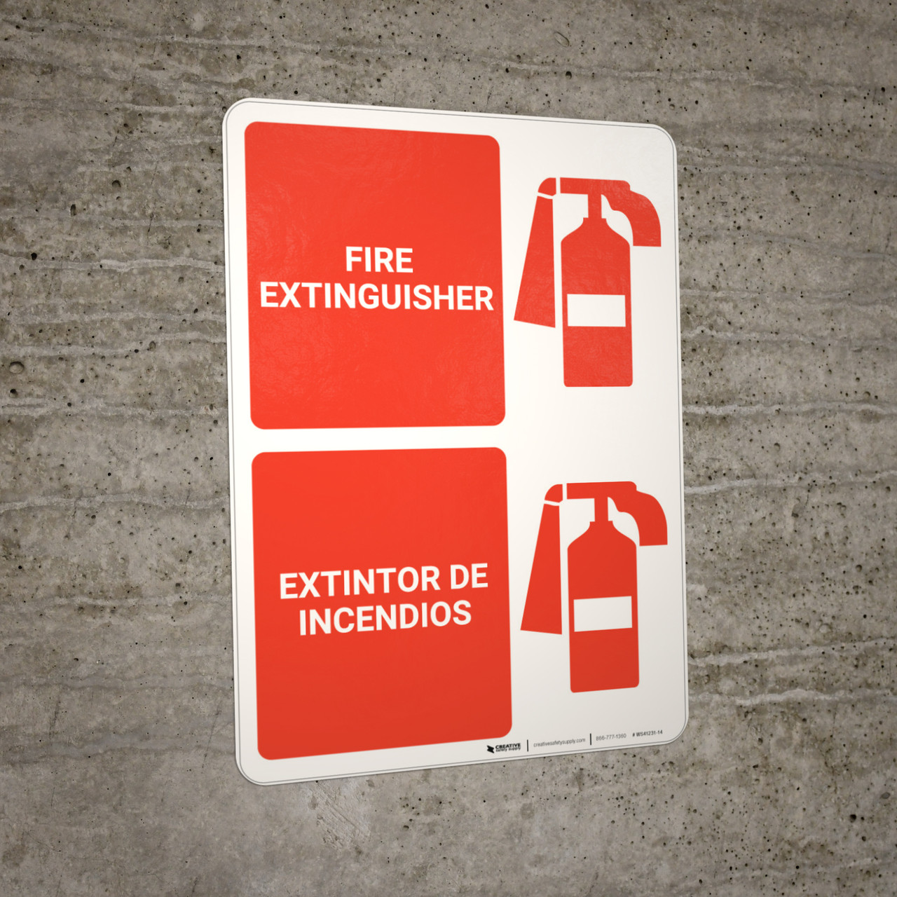Fire Extinguisher Portrait With Icon Bilingual Spanish - Wall Sign