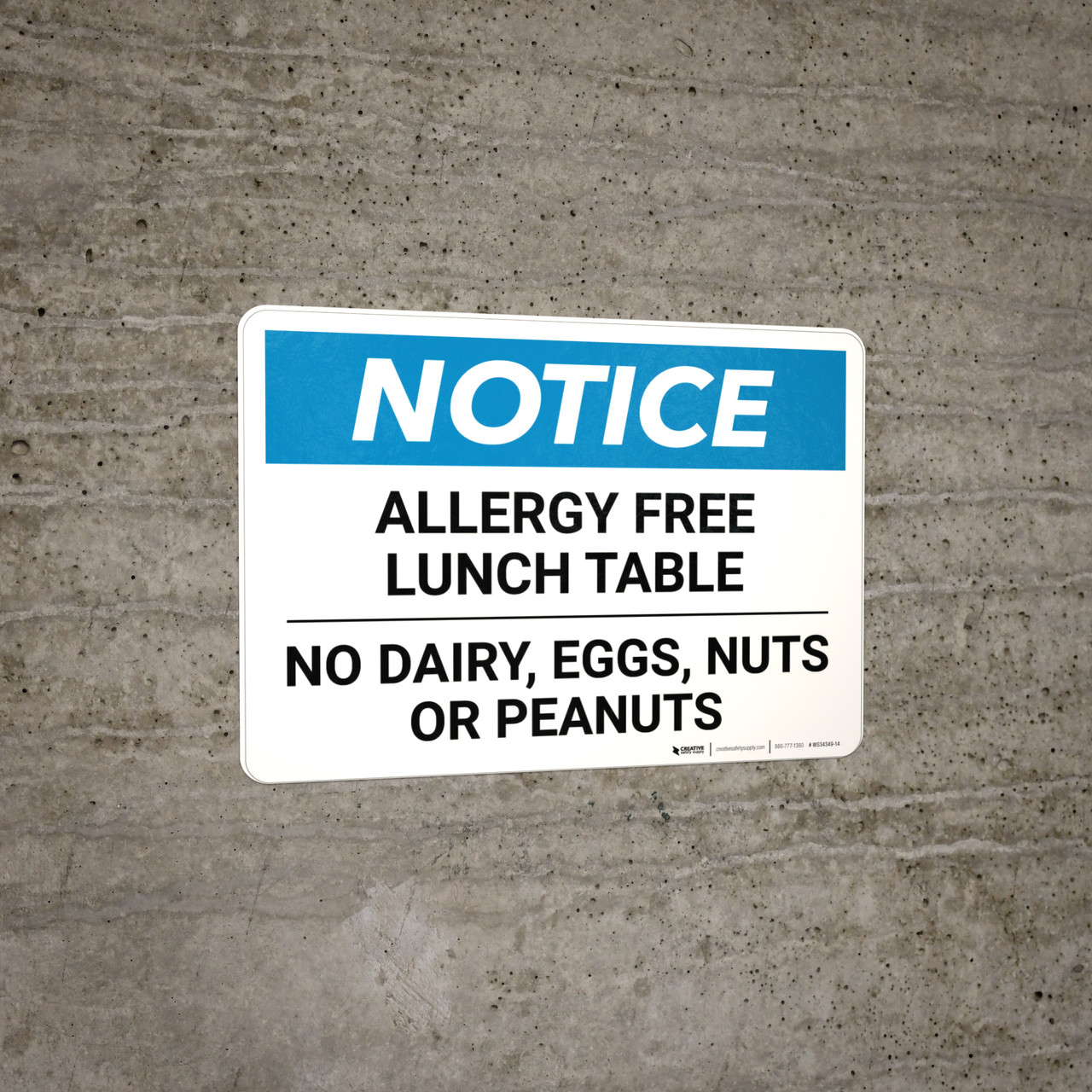 Notice: Allergy Free Lunch Table No Dairy Eggs - Wall Sign | Creative ...