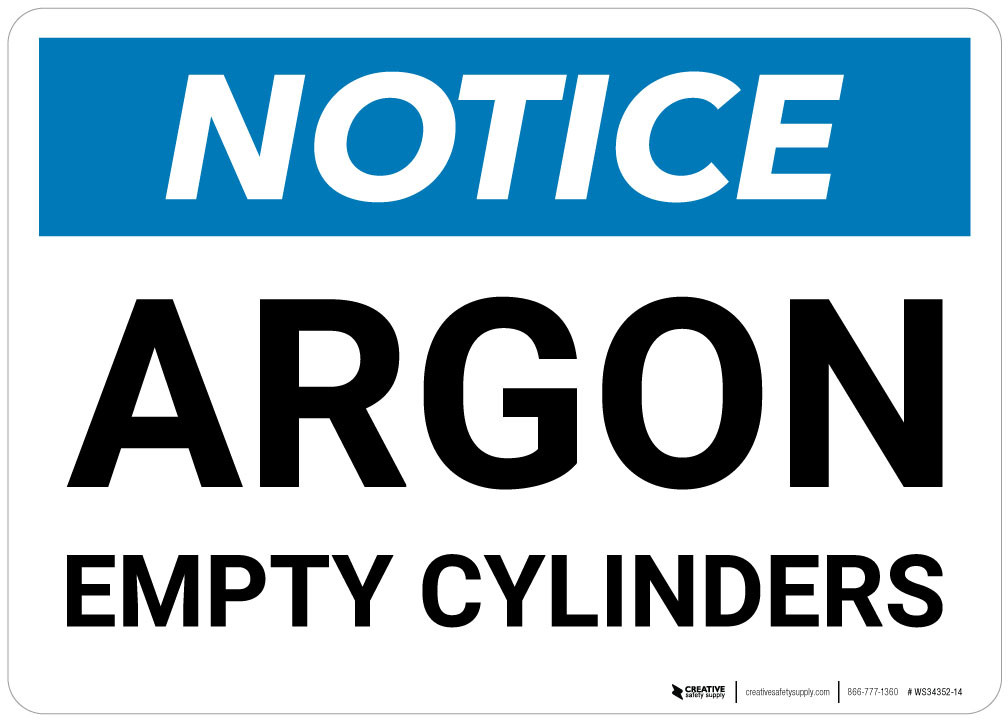 Notice: Argon Empty Cylinders - Wall Sign