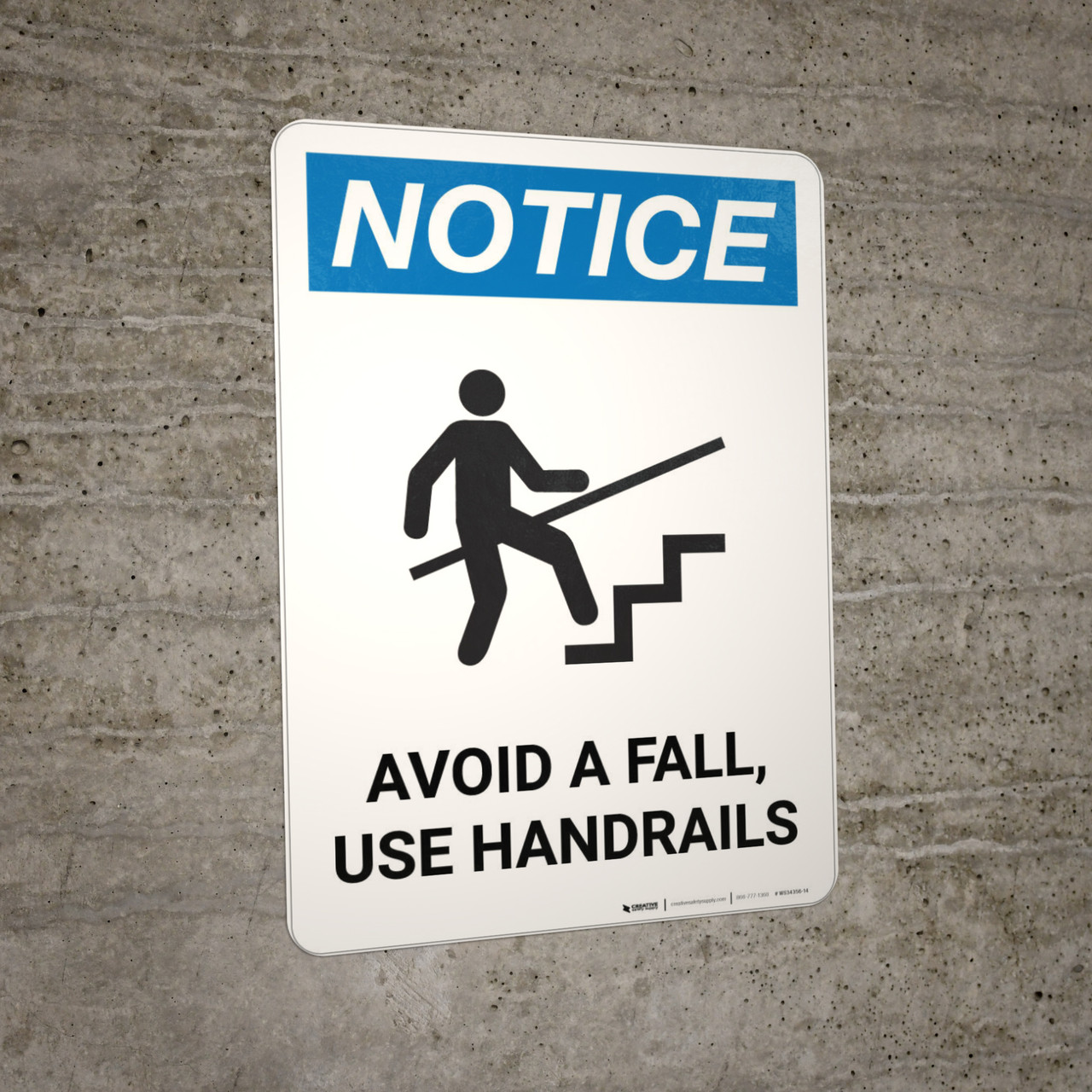 Notice: Avoid A Fall Use Handrails with Icon - Wall Sign