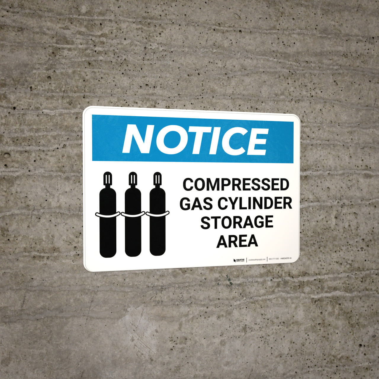 Notice: Compressed Gas Cylinder Storage Area with Icon - Wall Sign