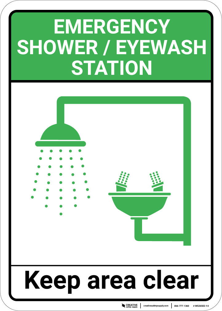 Emergency Shower/Eyewash Station: Shower Eye Wash Keep Clear Shower and ...