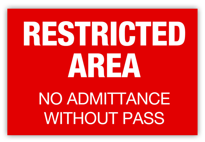 Restricted Area w/o Pass Label (Red) | Creative Safety Supply