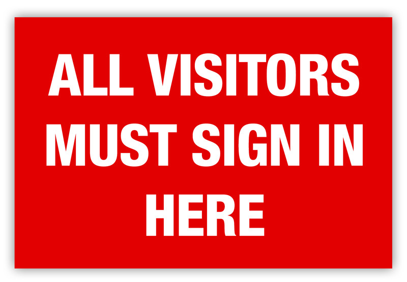 Visitors Sign In Label